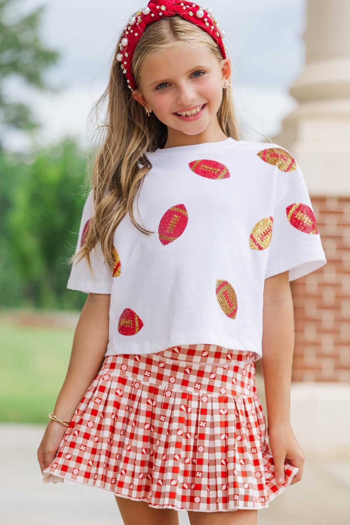 Girls: The Sadie Red Gameday Checkered Skort – Shop the Mint
