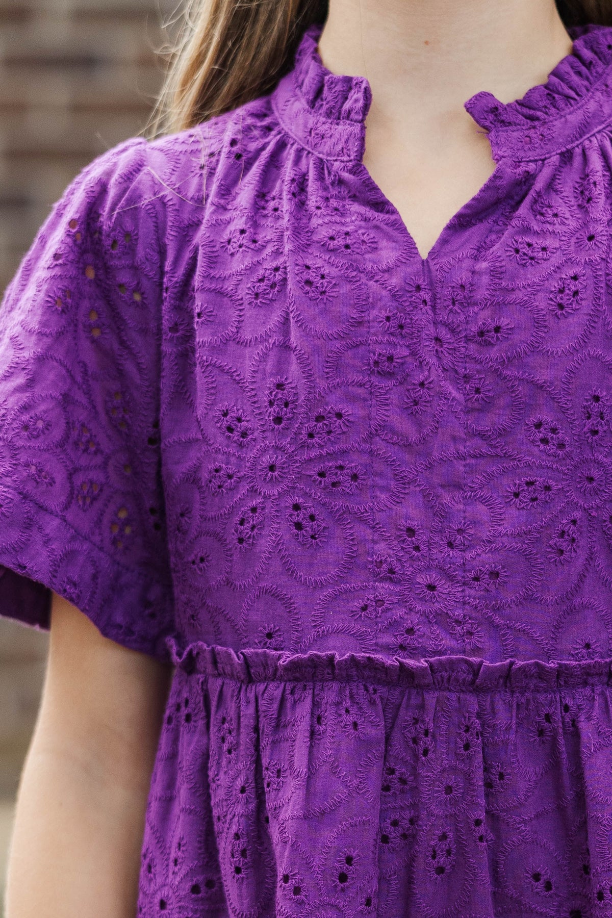 Girls: The Stephanie Plum Purple Eyelet Babydoll Dress – Shop the Mint