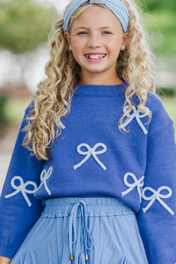 Girls: The Alyson Blue Bow Sweater – Shop the Mint
