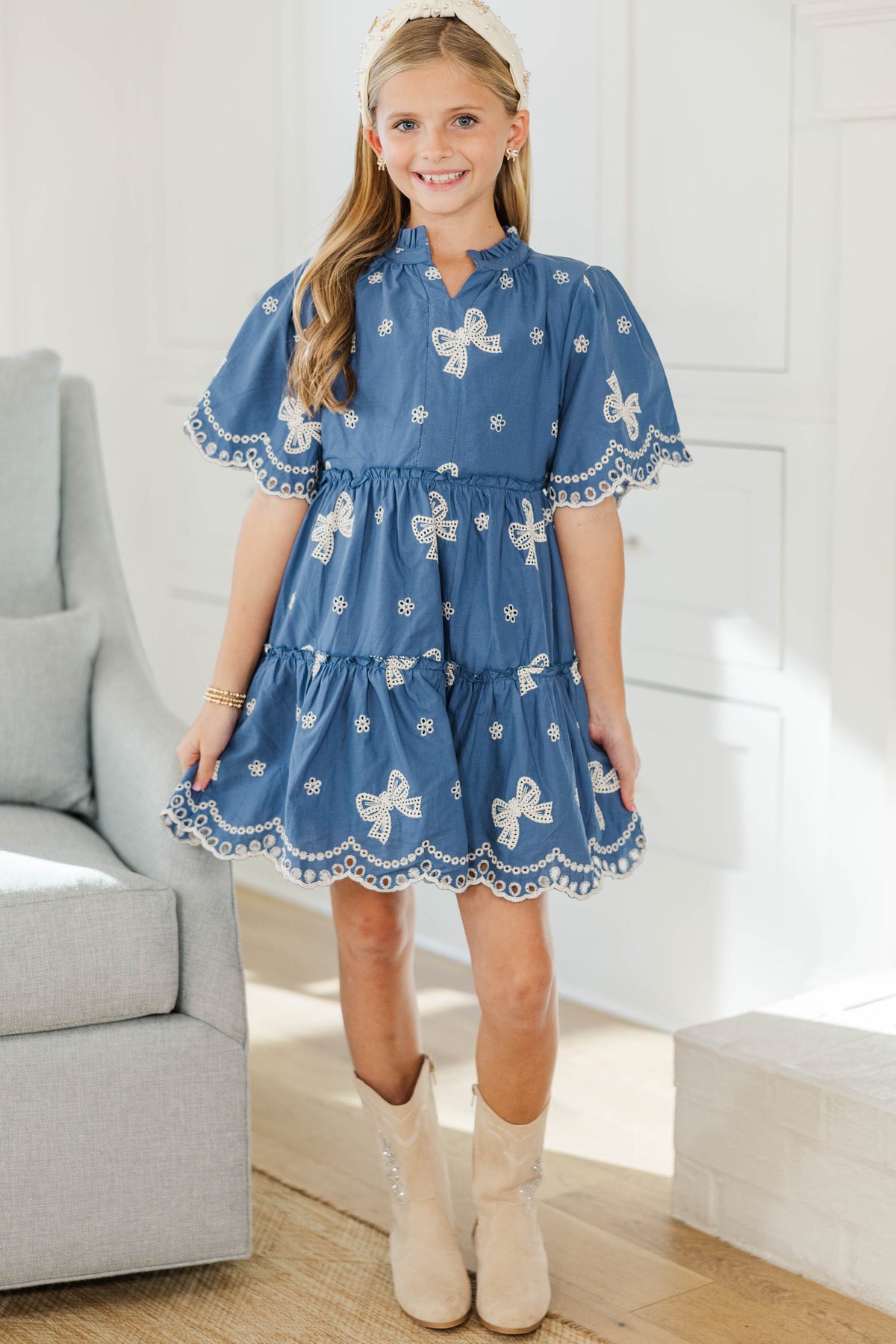 Girls: The Stephanie Blue Eyelet Dress – Shop the Mint