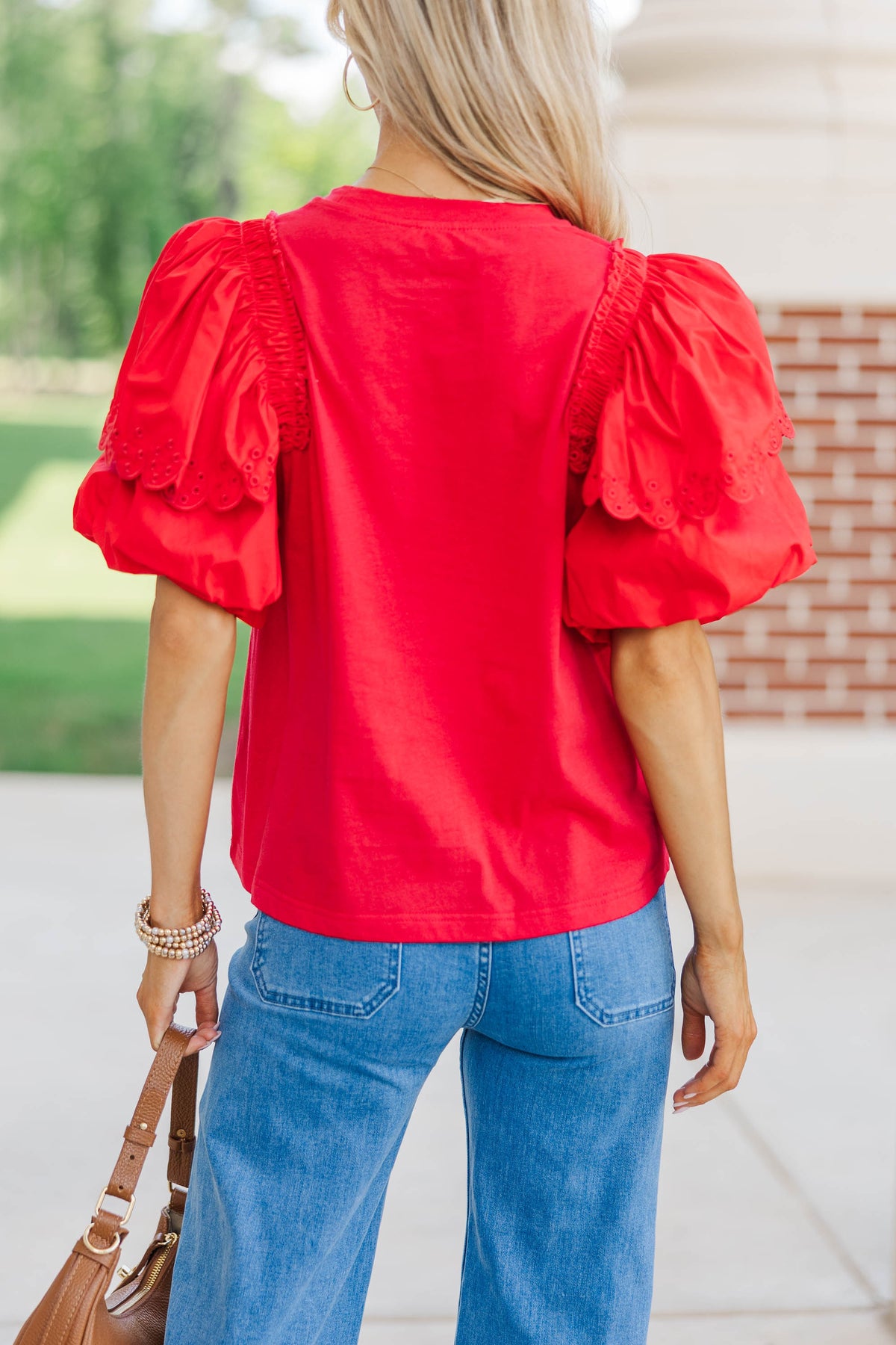 More Than Ready Red Eyelet Blouse – Shop the Mint