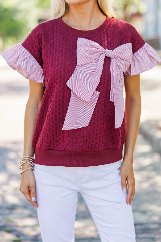 Don't Leave Red Cable Knit Bow Blouse – Shop the Mint