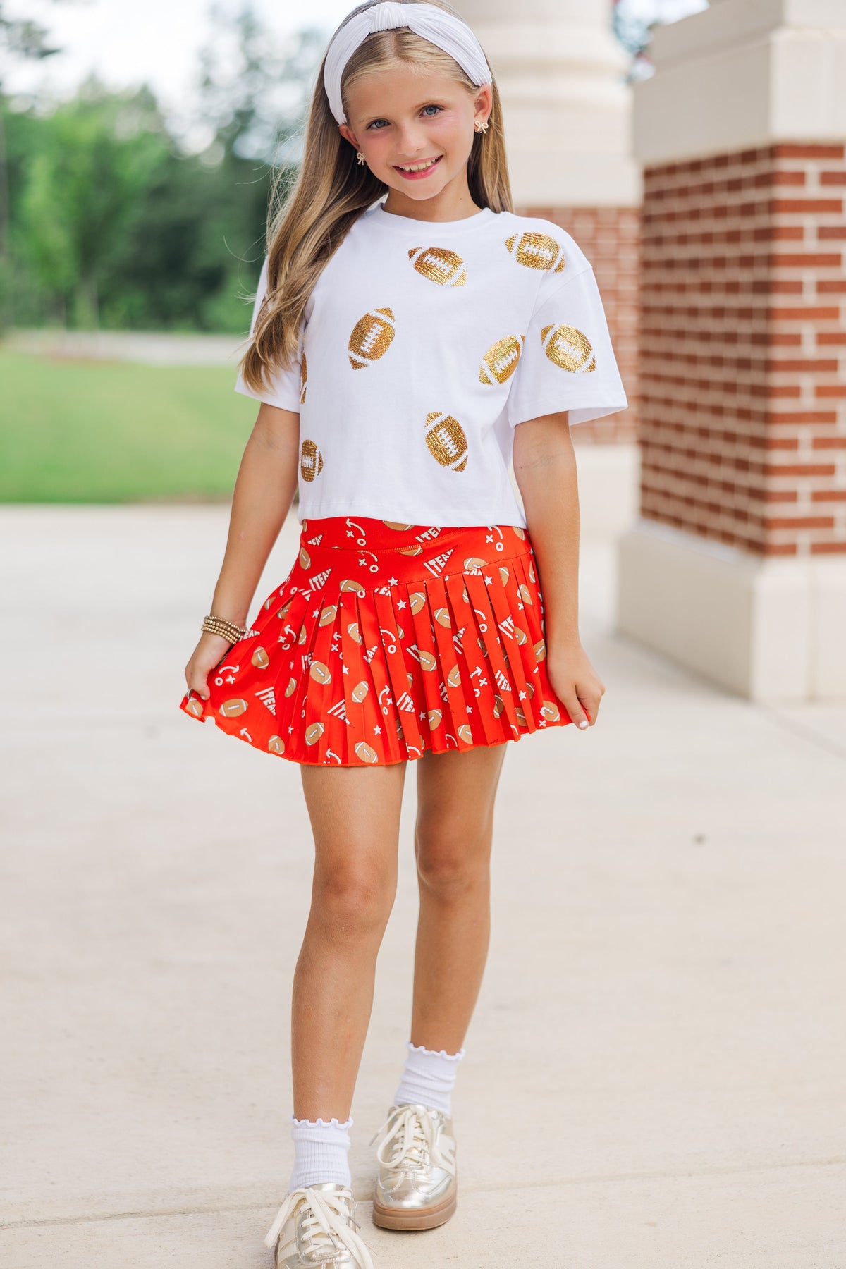Girls: The Sadie Red Football Print Skort – Shop the Mint