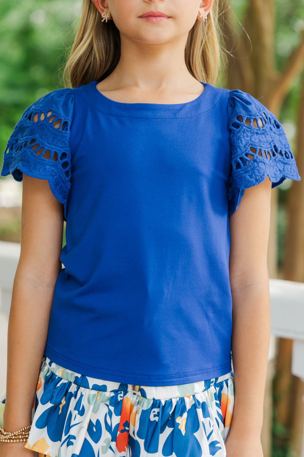 Girls: The Luna Blue Eyelet Top – Shop the Mint