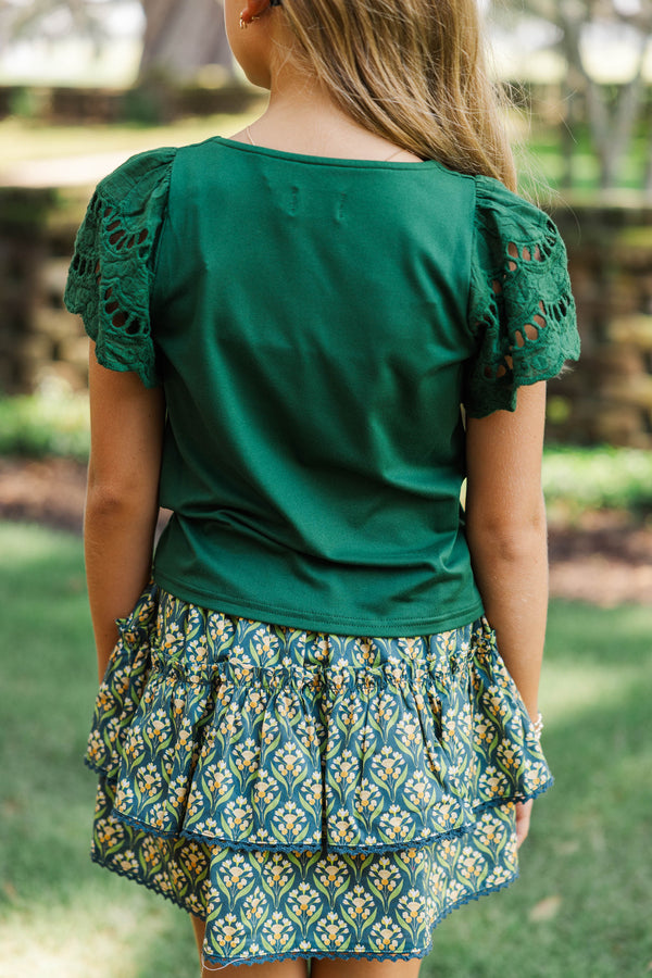 Girls: The Luna Emerald Green Eyelet Top – Shop the Mint
