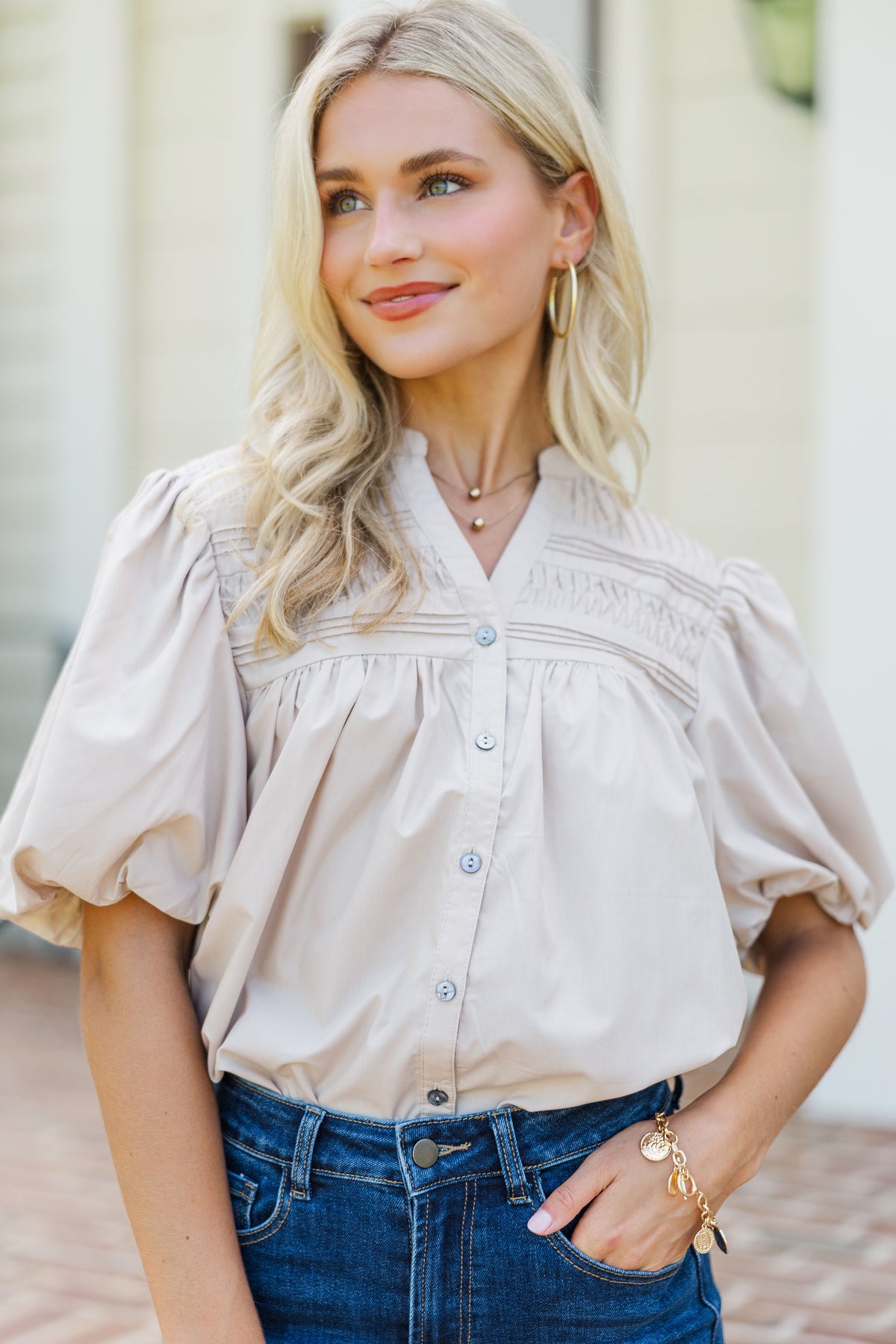 Feelin' Just Fine Taupe Blouse – Shop the Mint