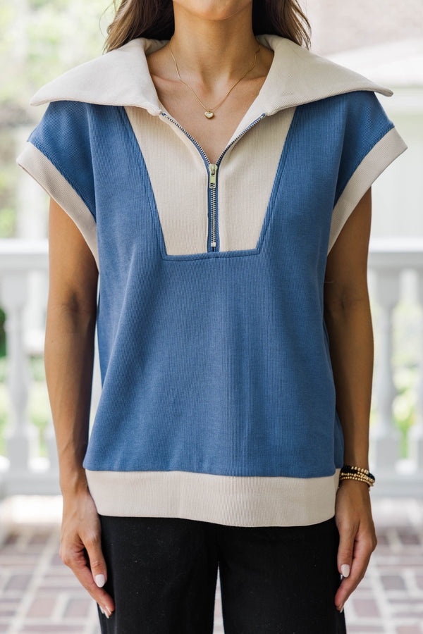 Let's Do This Thing Blue Colorblock Top – Shop the Mint
