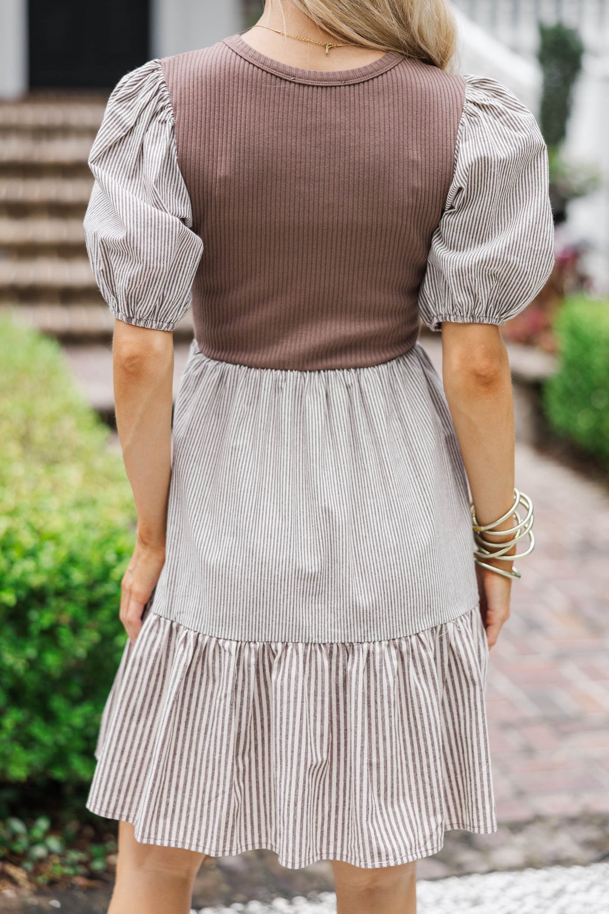 Muted Moments Mocha Striped Midi Dress – Shop the Mint