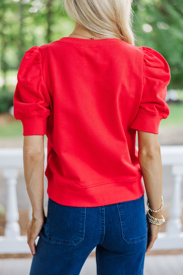 Just Enough Red Puff Sleeve Blouse – Shop the Mint