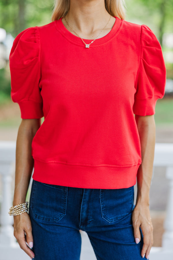 Just Enough Red Puff Sleeve Blouse – Shop the Mint