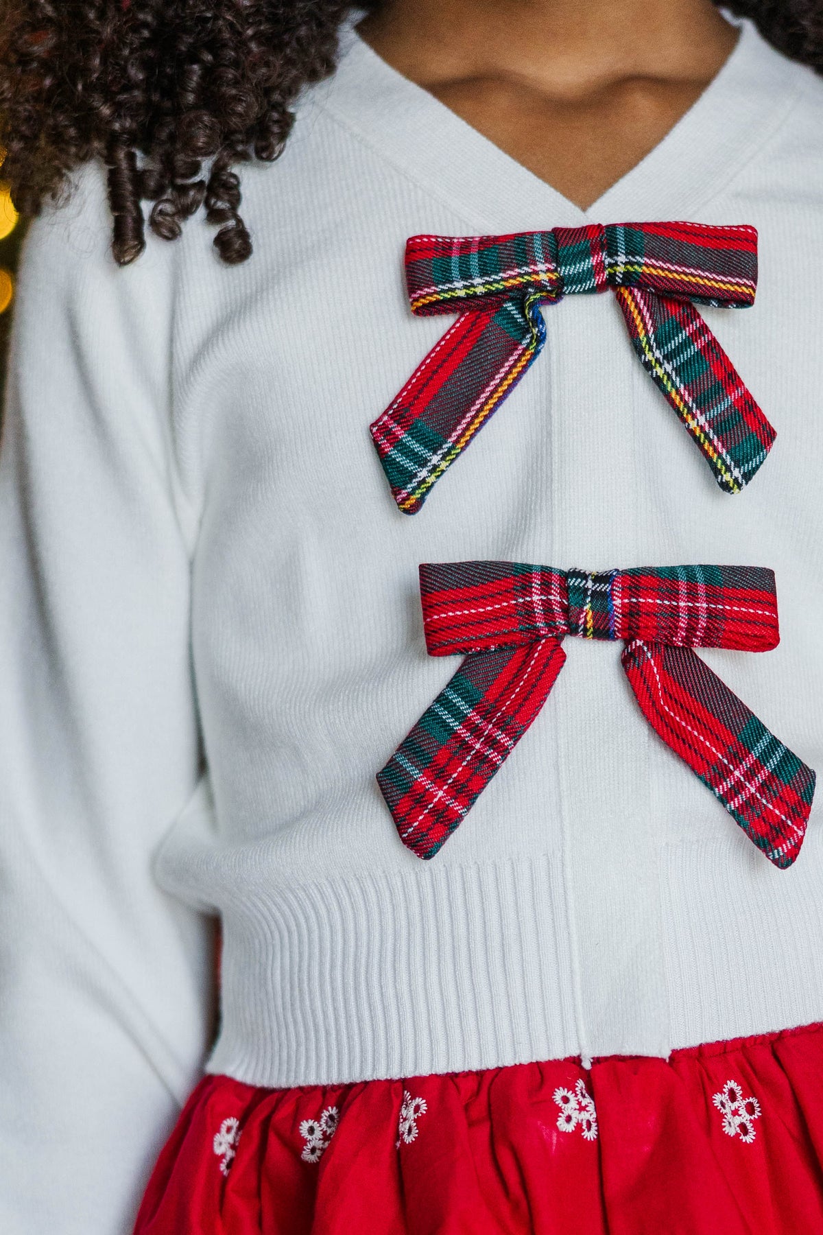 Girls: The Harlow Cream Red Plaid Bow Cardigan – Shop the Mint