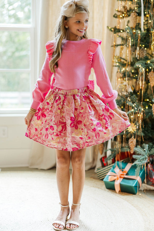 Girls: She Just Glows Fuchsia Brocade Jacquard Skort – Shop the Mint