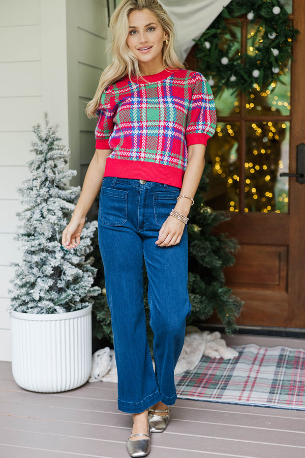 In Season Red Plaid Sweater – Shop the Mint