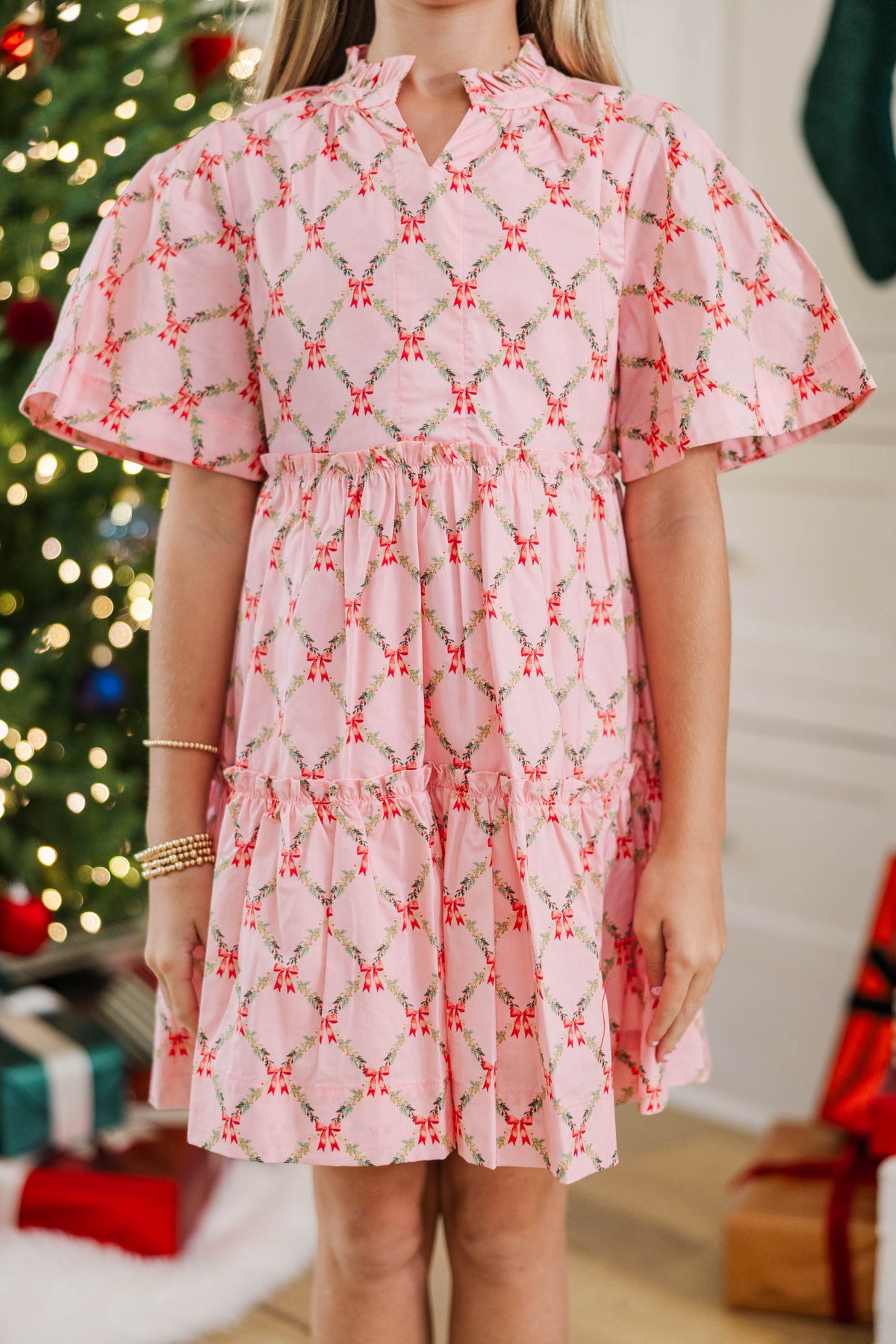 Girls: The Stephanie Pink Bow Print Dress – Shop the Mint