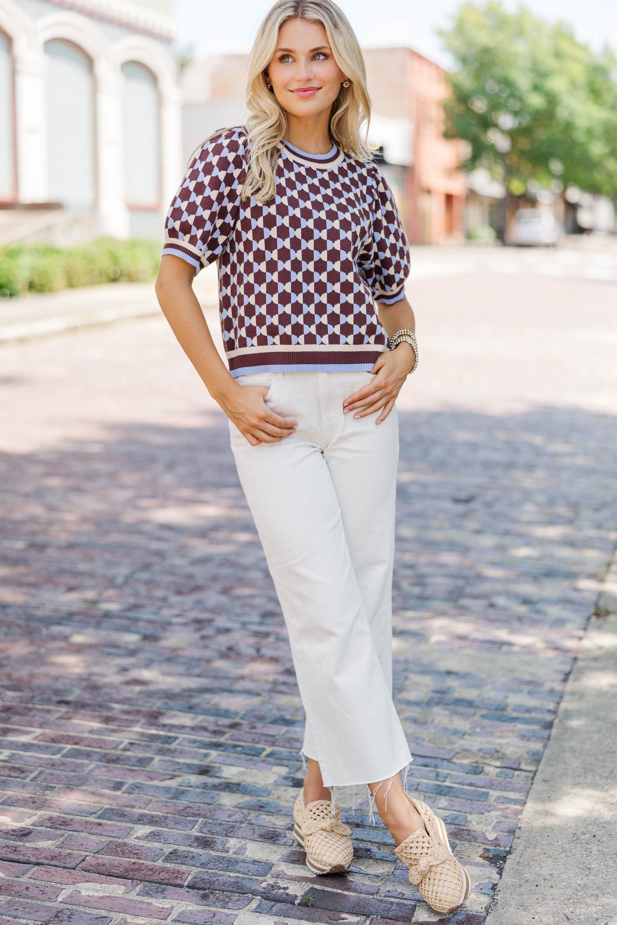 Let's Chat Brown Plaid Blouse – Shop the Mint