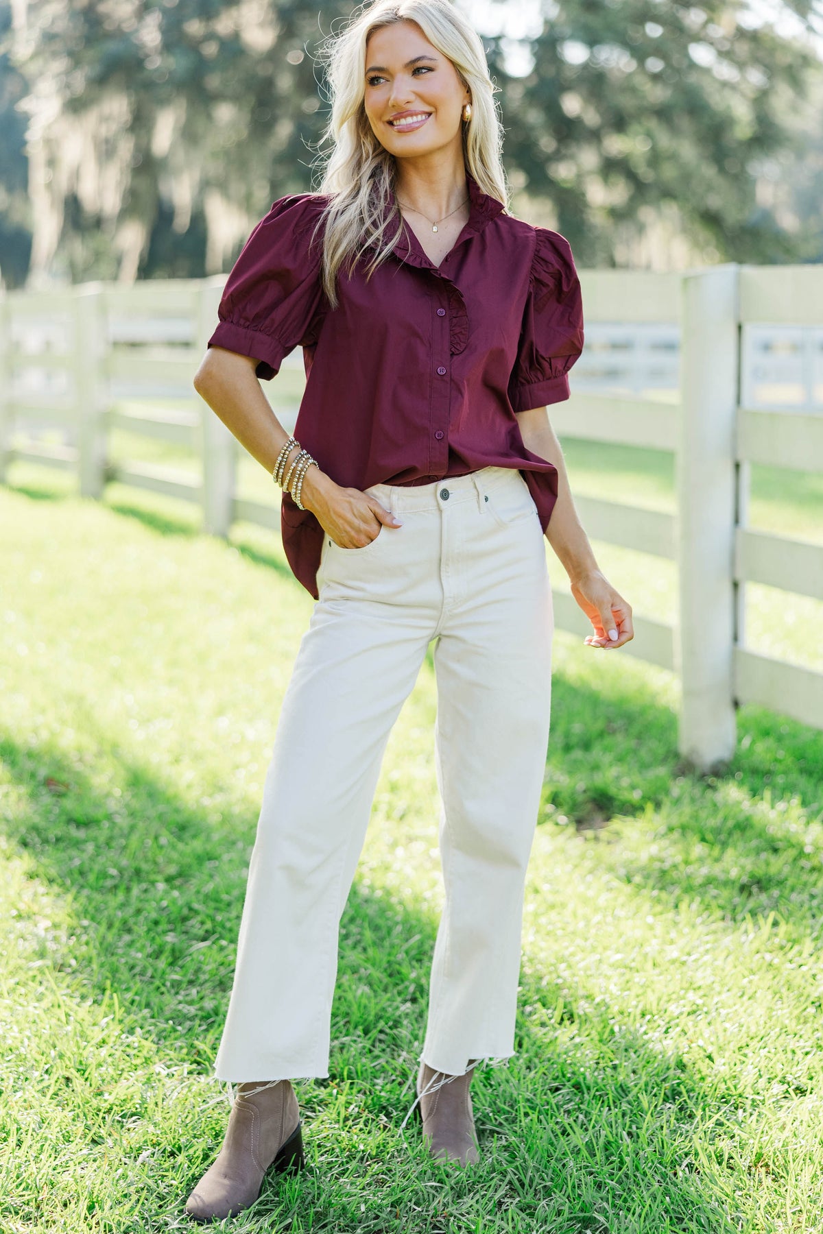 Bold and Beautiful Burgundy Blouse – Shop the Mint
