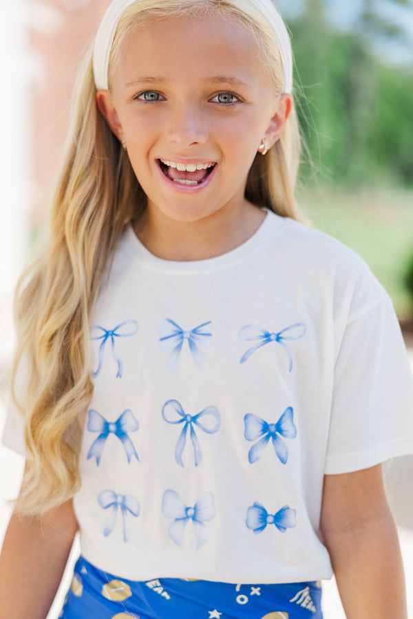 Girls: In My Girly Era Royal Blue Bow Graphic Tee – Shop the Mint