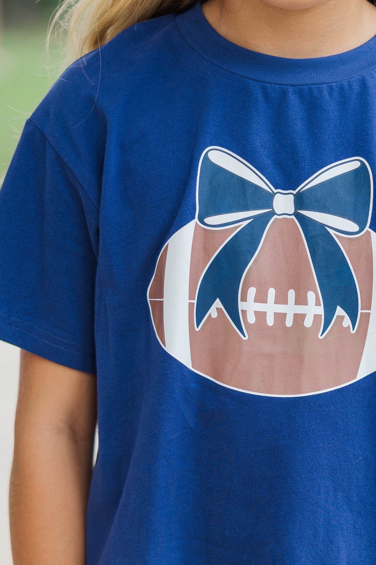 Girls: Football Bow Navy Graphic Tee – Shop the Mint