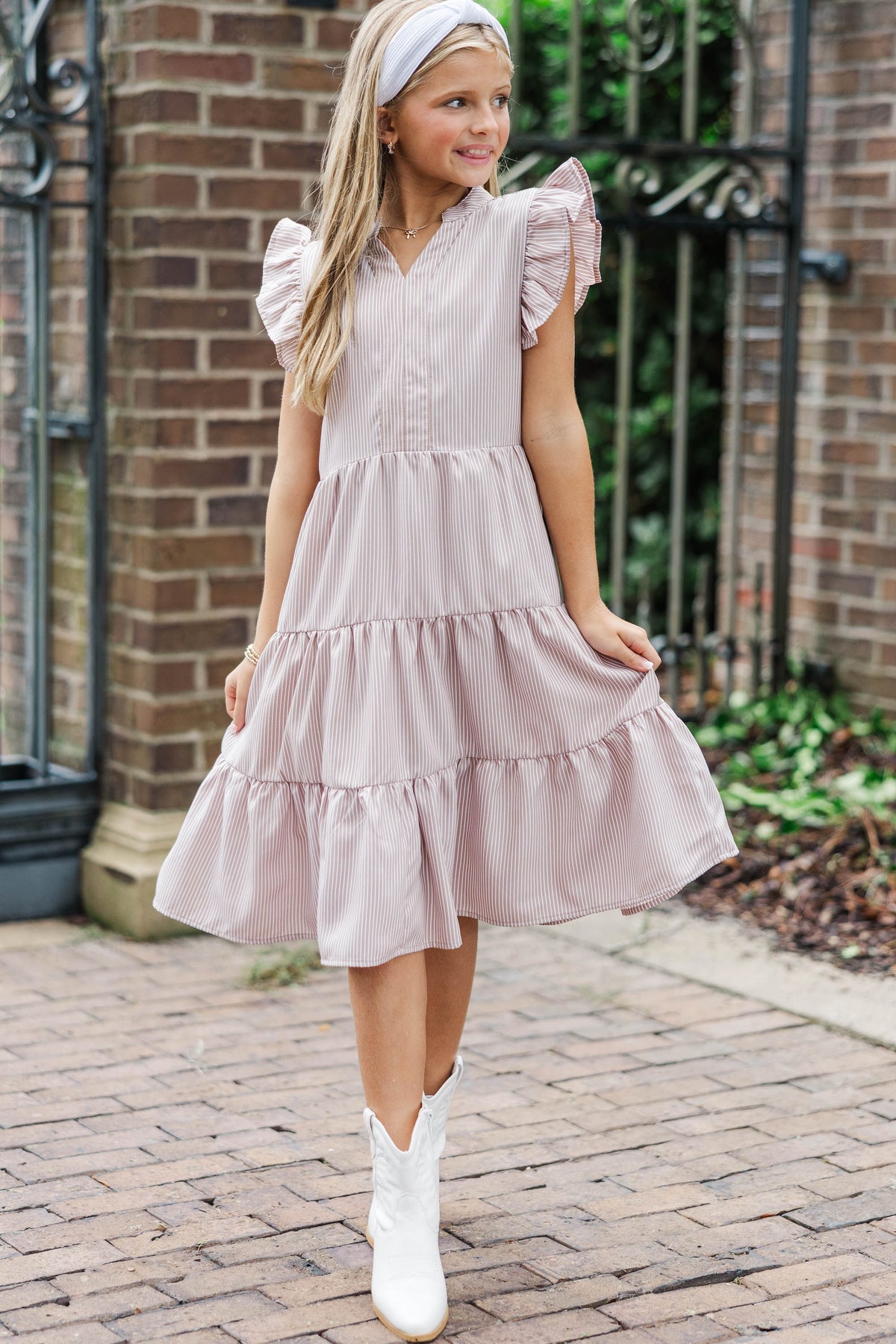 Girls: Harvest Bloom Brown Striped Midi Dress – Shop the Mint