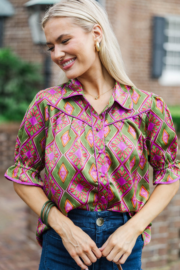 The Weekend Wander Olive Blouse – Shop the Mint