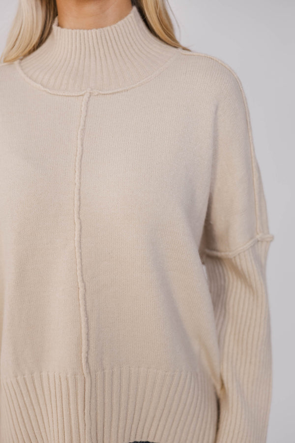 Staying Warm Oatmeal Mock Neck Sweater – Shop the Mint