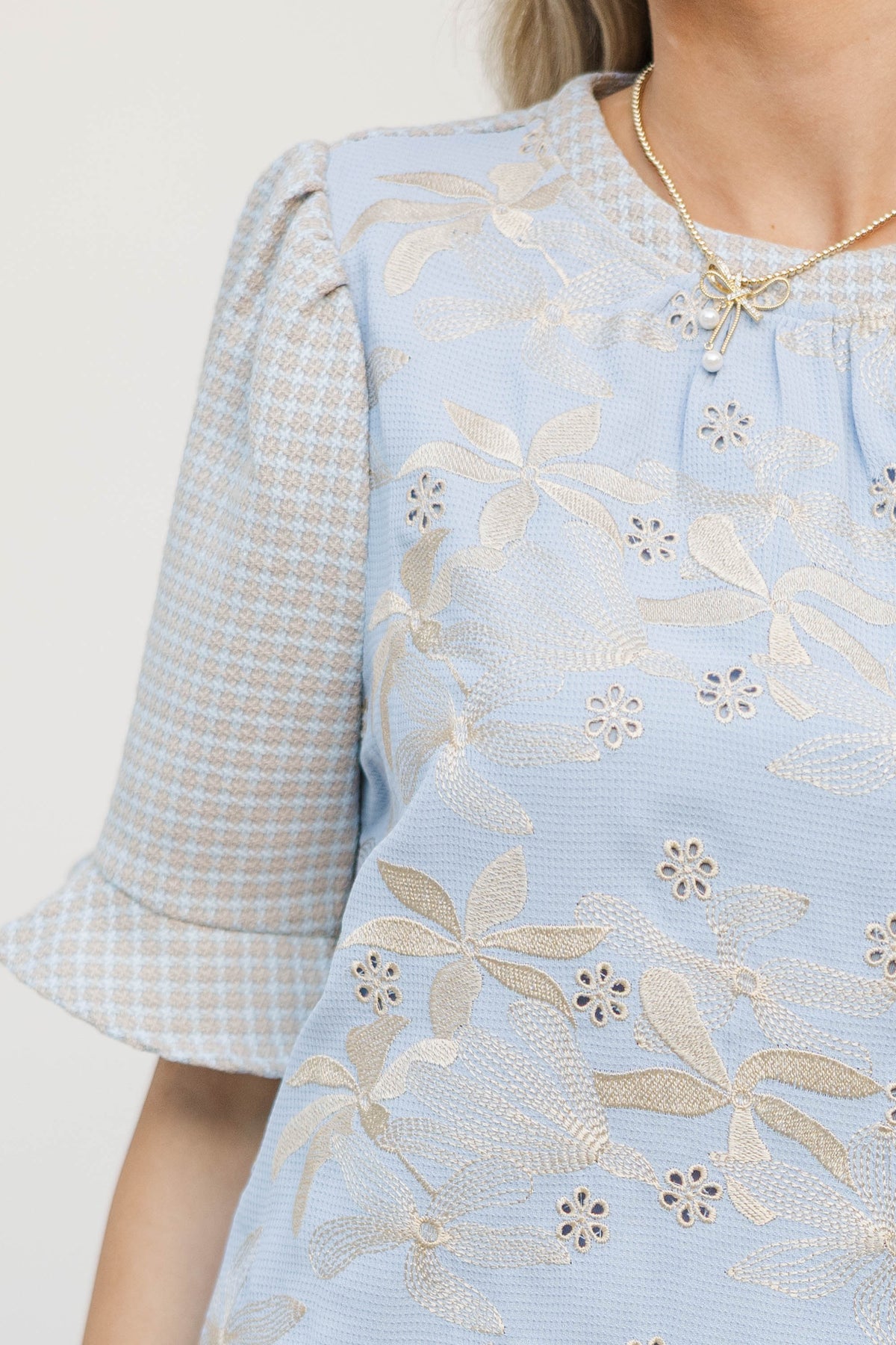 Frosted Petals Light Blue Embroidered Dress – Shop the Mint