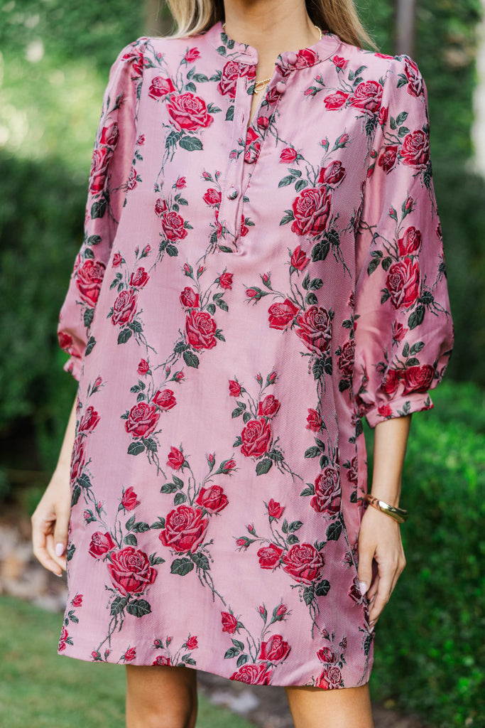 Refined Romance Mauve Brocade Mini Dress – Shop the Mint