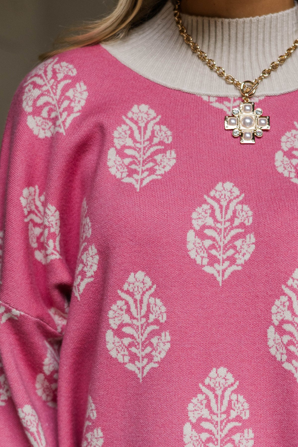 Everyday Charm Pink Medallion Sweater – Shop the Mint