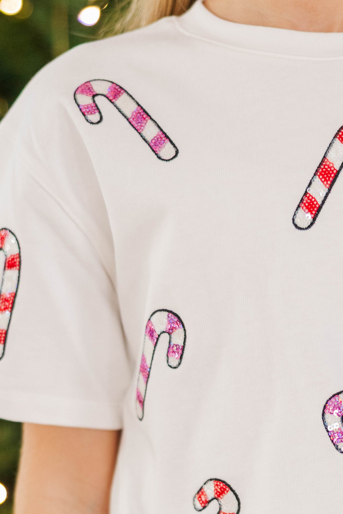 Girls: Favorite Season Fun Sequin Candy Canes Top – Shop the Mint
