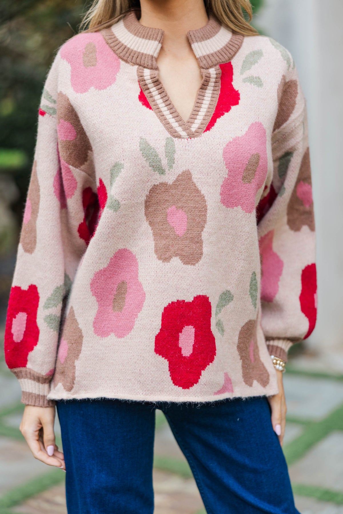 Wait For Me Taupe Large Floral Sweater – Shop the Mint