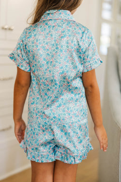 Girls: Sweet Dreams Aqua Ditsy Floral Lounge Set – Shop the Mint