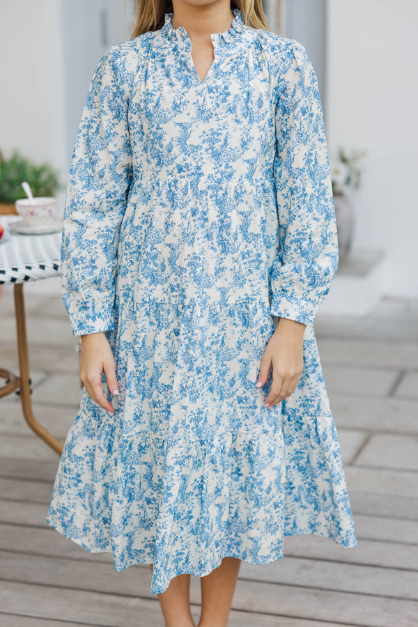 Girls: Ready For It All Blue Toile Midi Dress – Shop the Mint
