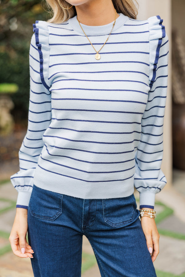 Let You Win Light Blue Striped Sweater – Shop the Mint