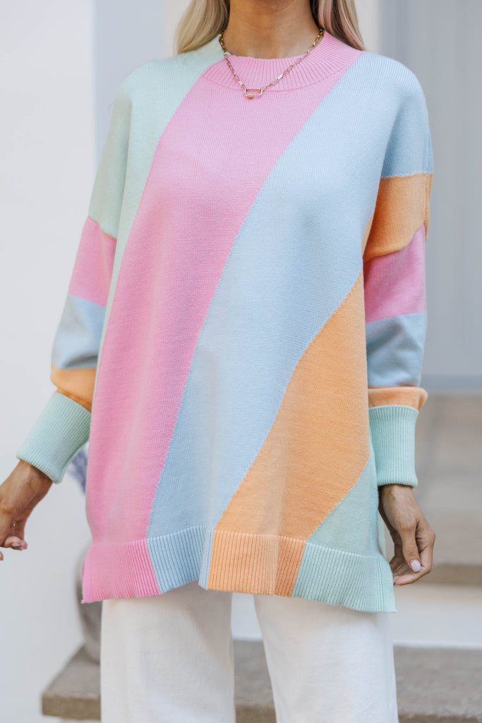 A Perfect Love Light Blue Colorblock Sweater – Shop the Mint