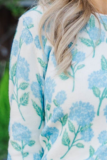 Figure It All Out White Hydrangea Sweater – Shop the Mint