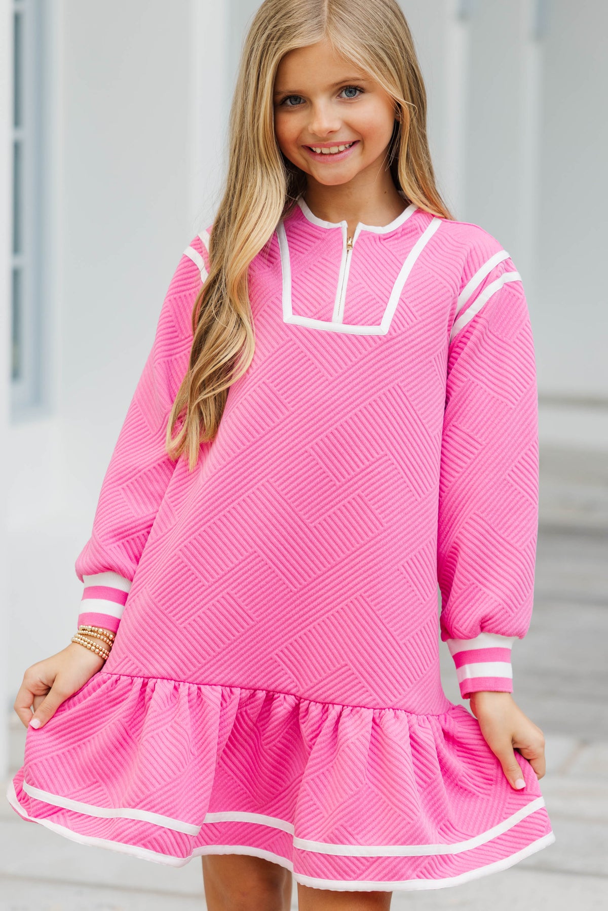 Girls: Time Of My Life Pink Textured Dress – Shop the Mint