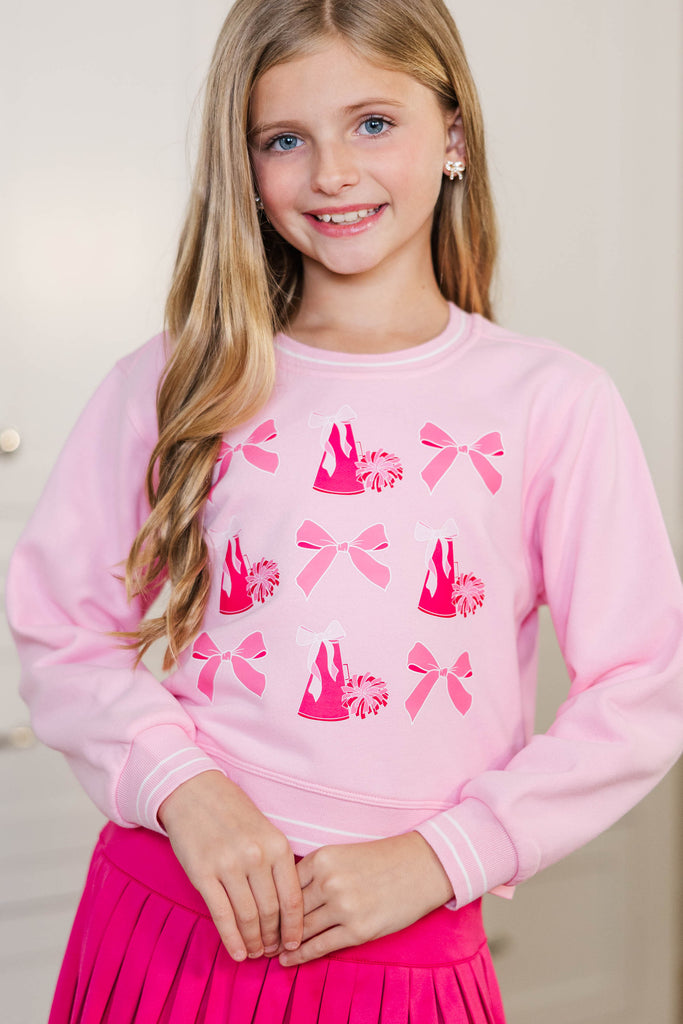 Girls: The Sporty Girl Club Blush Pink Cheer Varsity Graphic Sweatshir ...