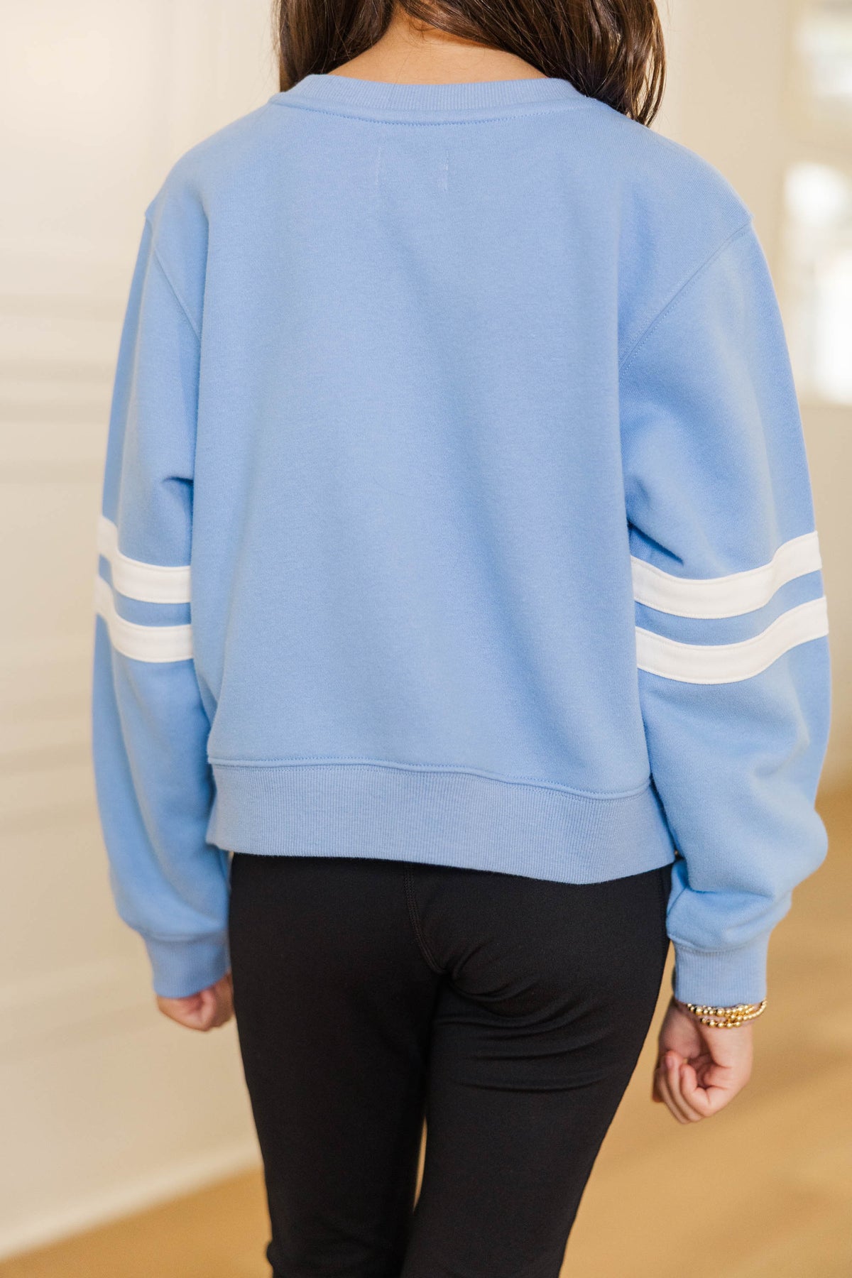 Girls: The Sporty Girl Club Light Blue Basketball Varsity Graphic Swea ...