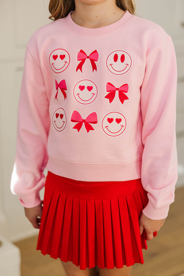 Girls: Smiley Sweetheart Blush Pink Graphic Sweatshirt – Shop the Mint