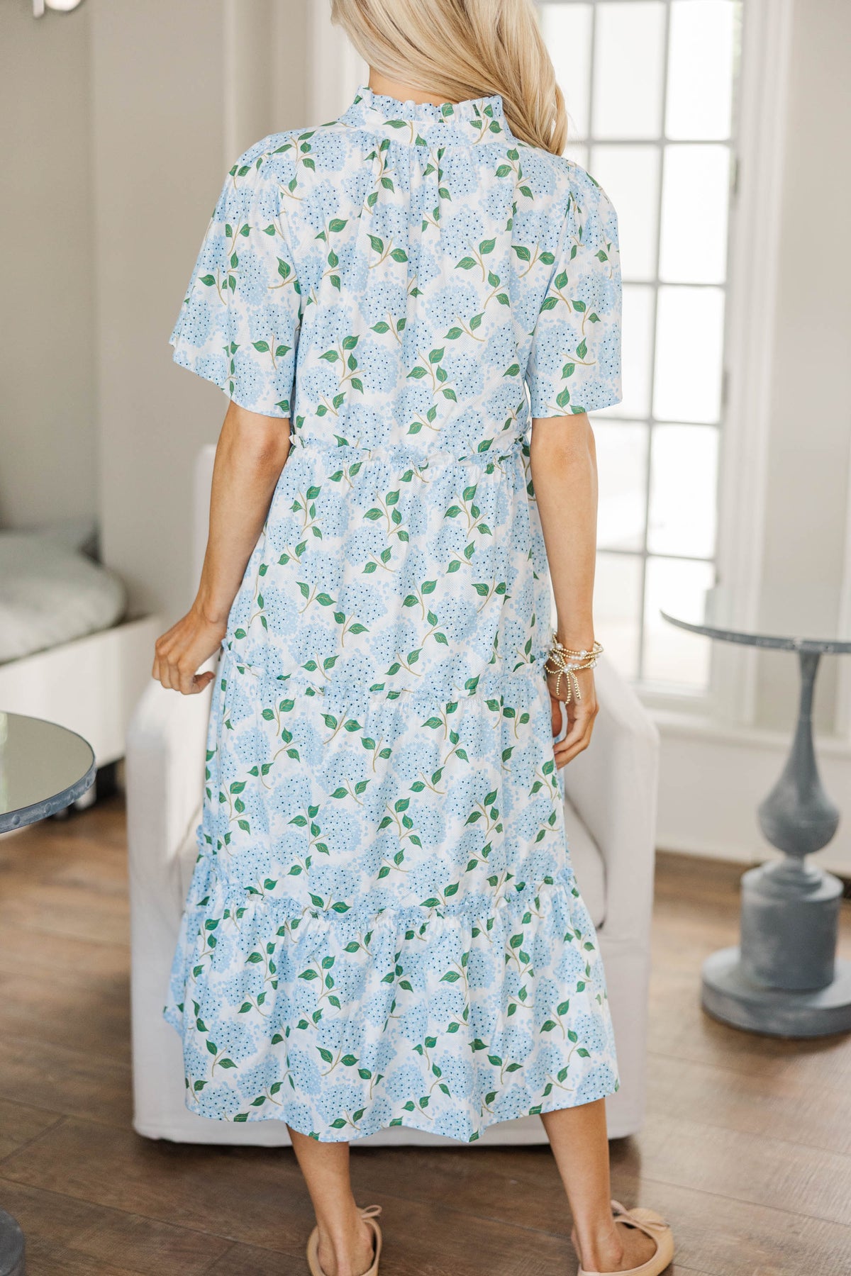 NURSING COLLECTION: Feeling Your Best Light Blue Floral Midi Dress ...