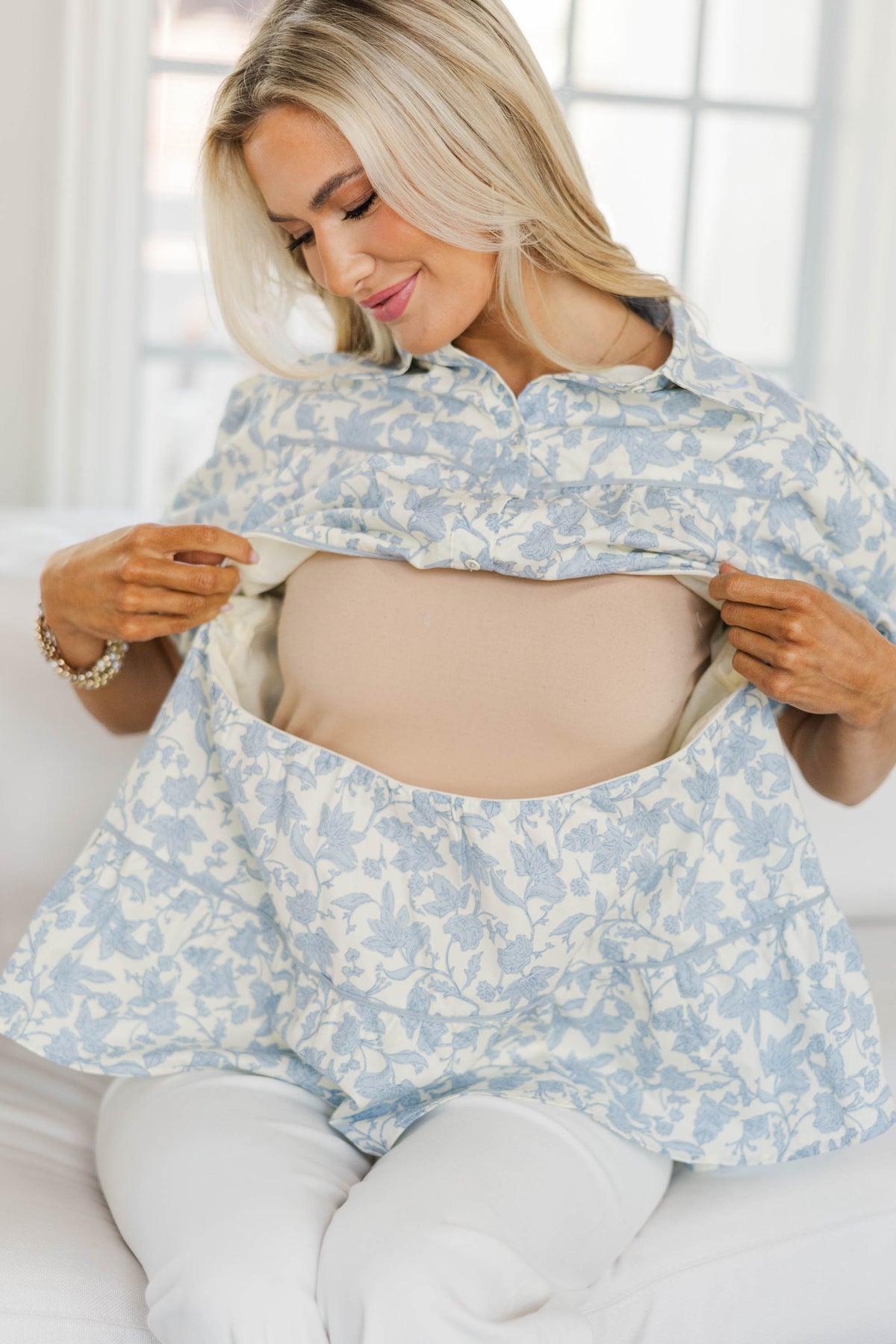 NURSING COLLECTION: Giving Your All Light Blue Toile Blouse – Shop the Mint