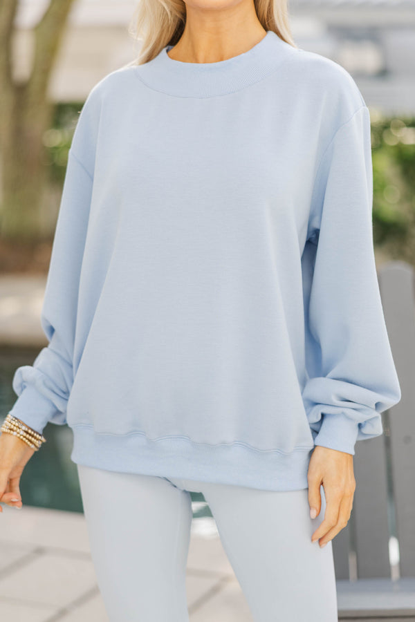 The Everyday Edit Light Blue Mock Neck Sweatshirt – Shop the Mint