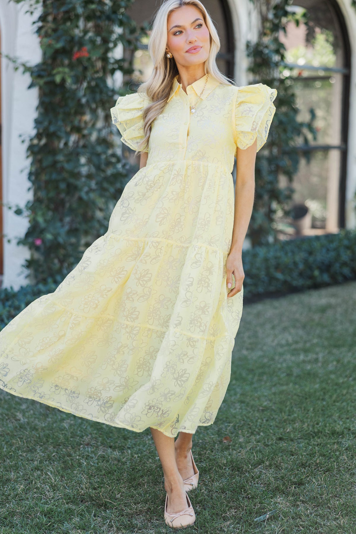 More Good Days Yellow Textured Midi Dress – Shop the Mint