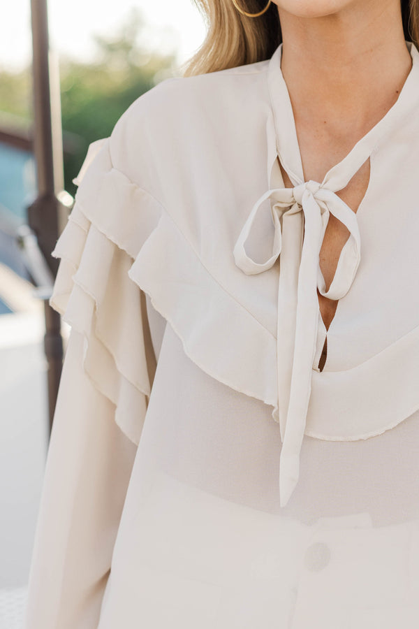 Classic Move Cream Ruffle Blouse – Shop the Mint