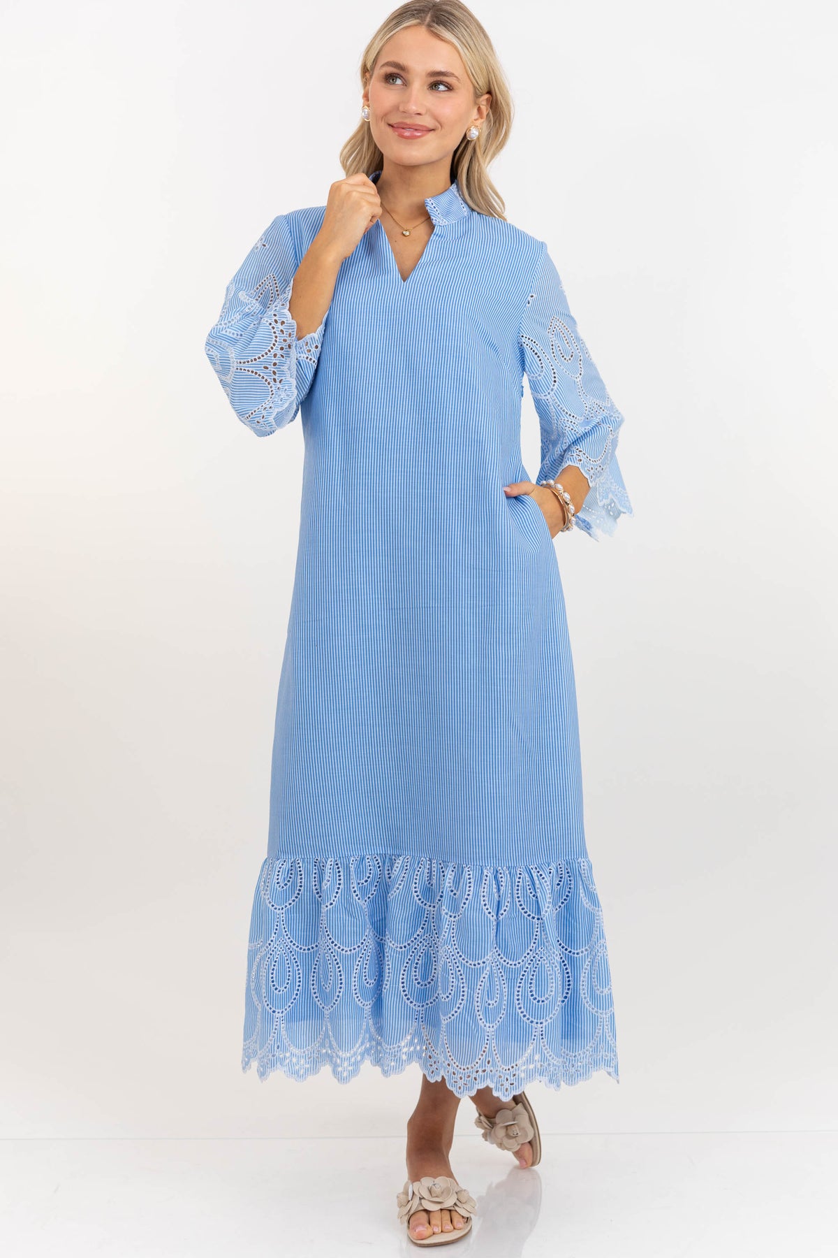 My Kind Of Day Blue Eyelet Midi Dress – Shop the Mint