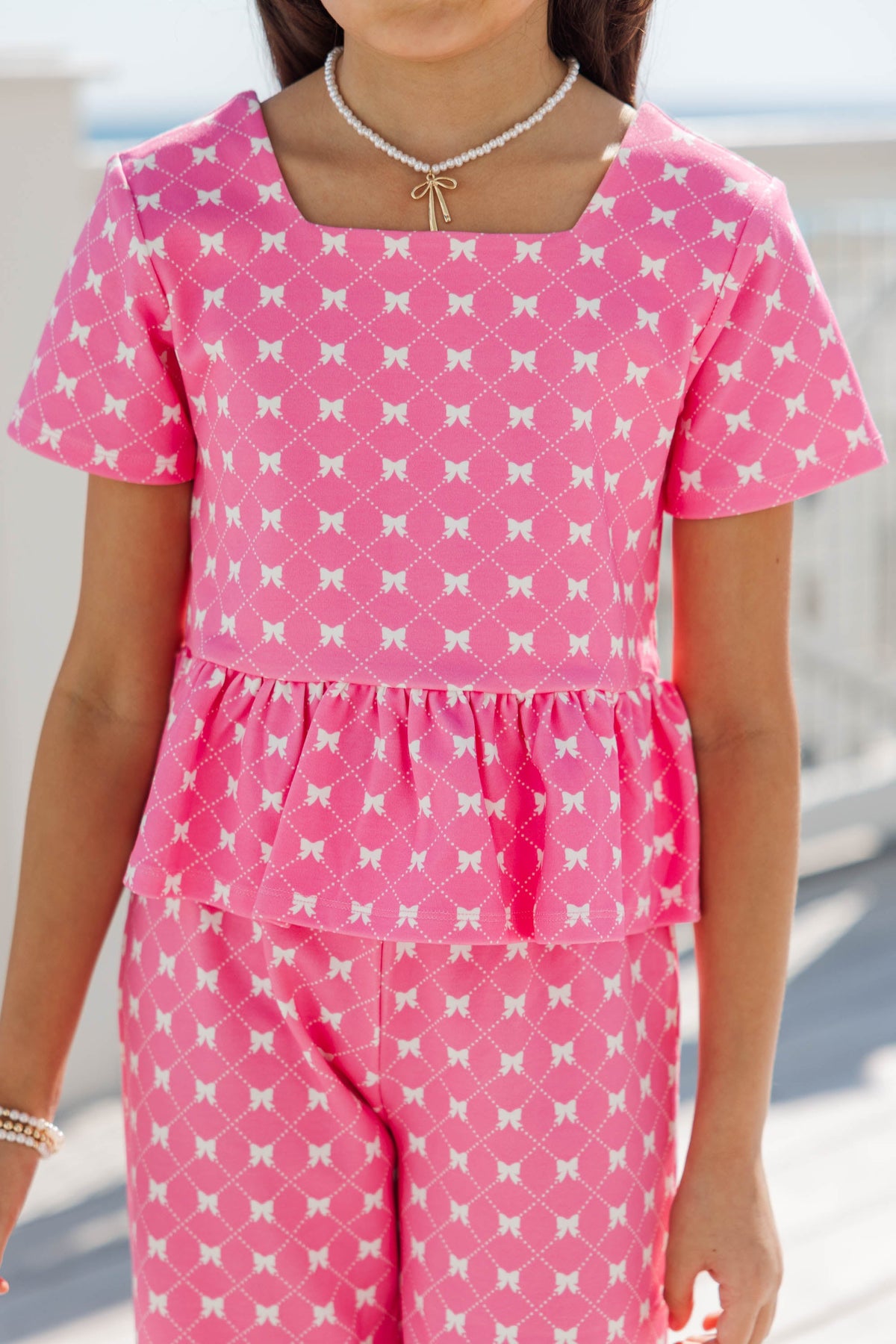 Girls Playdate Pretty Pink Bow Print Set Shop The Mint