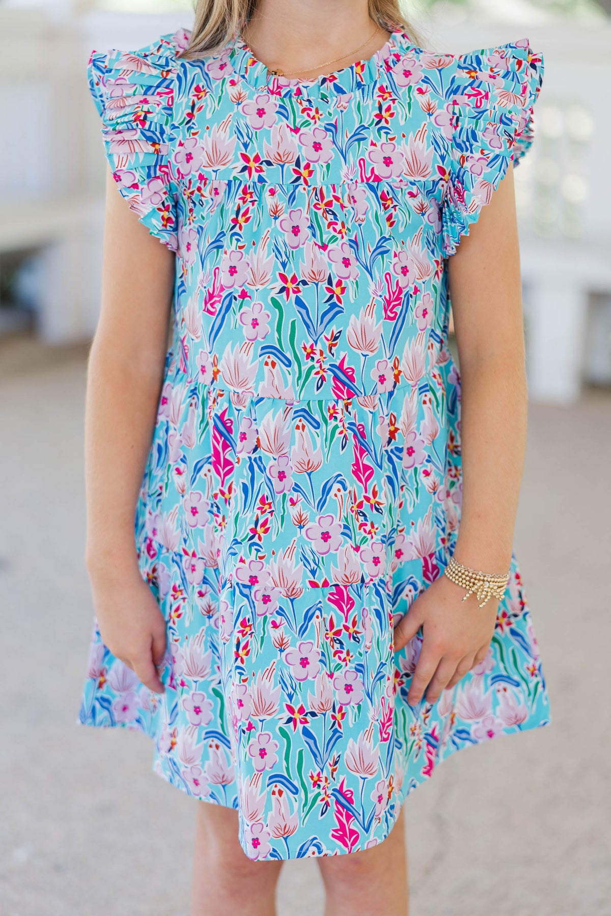 Girls: Make My Day Bright Blue Floral Babydoll Dress – Shop the Mint