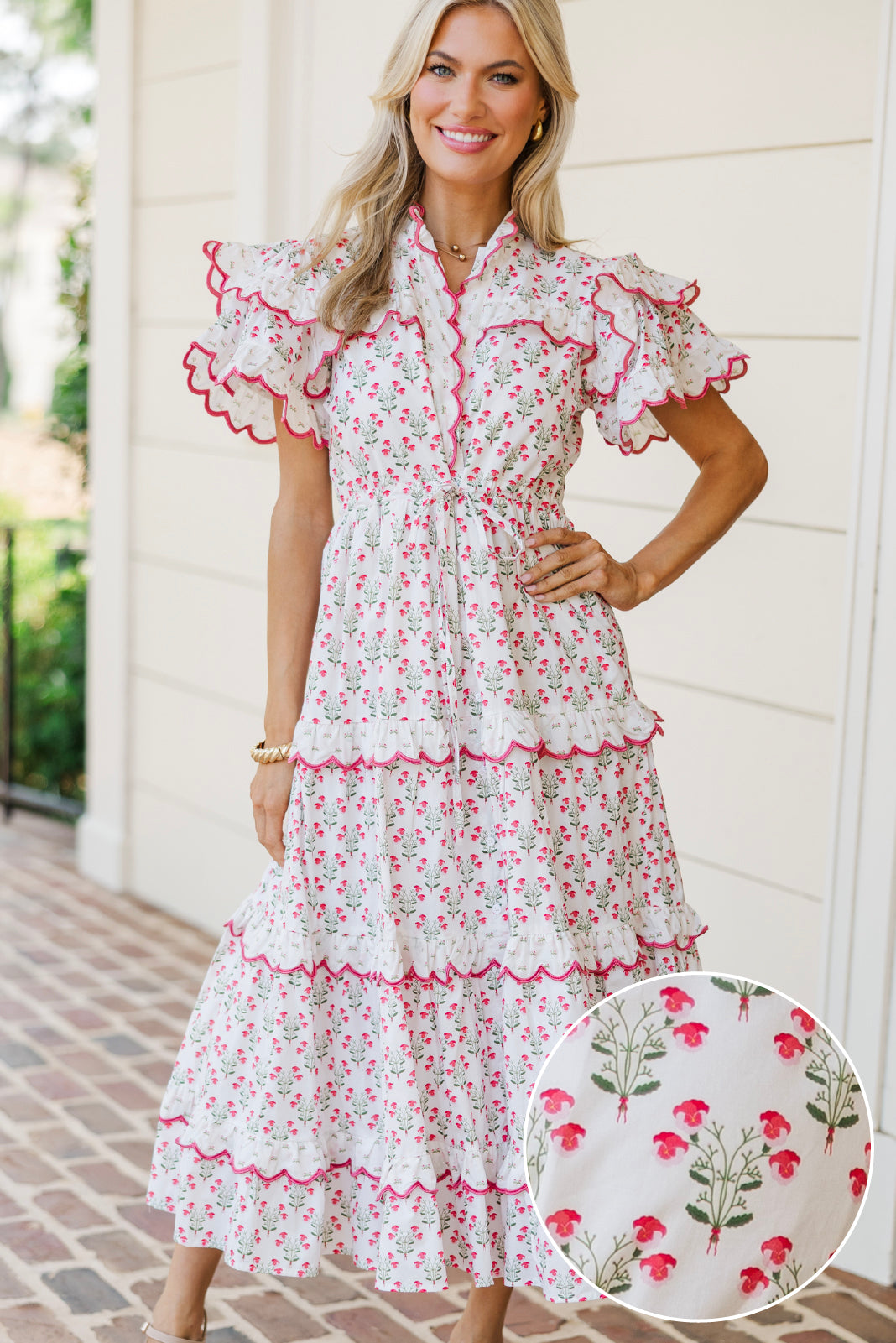 All For Joy White Medallion Midi Dress – Shop the Mint
