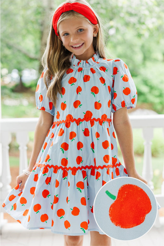 Girls: The Addison Light Blue Apple Dress – Shop the Mint