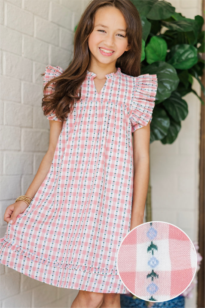 Girls: Always Ready Pink Gingham Mini Dress – Shop the Mint